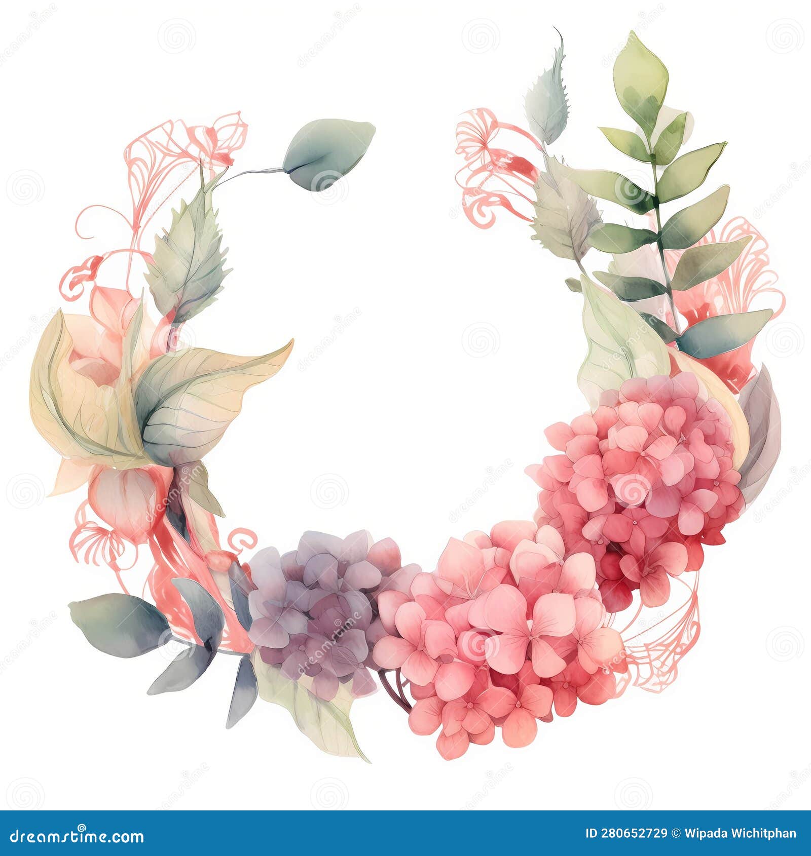 Hydrangea Square Frame, Floral Frame, Floral Border, Watercolor Painted ...