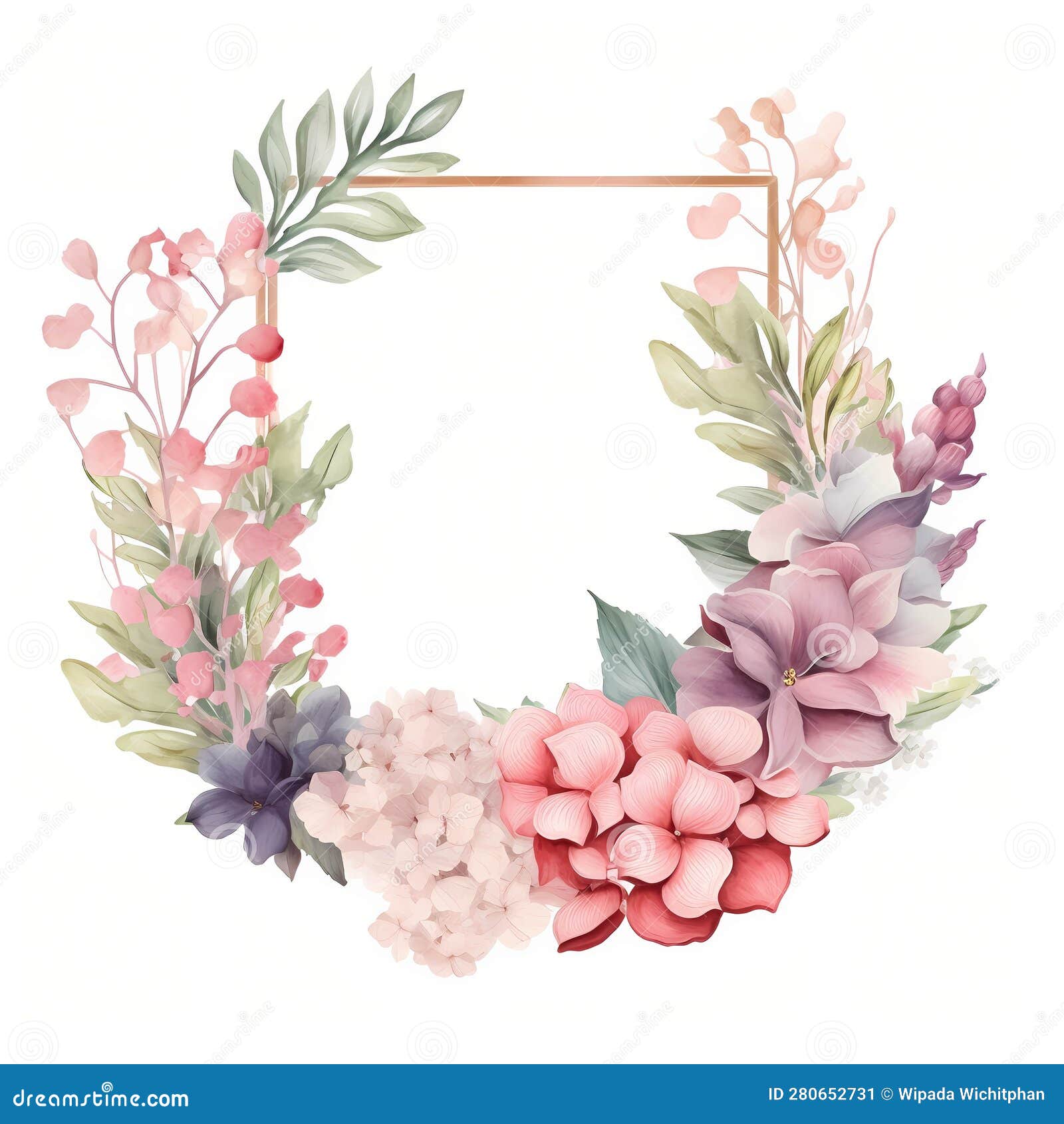Hydrangea Square Frame, Floral Frame, Floral Border, Watercolor Painted ...
