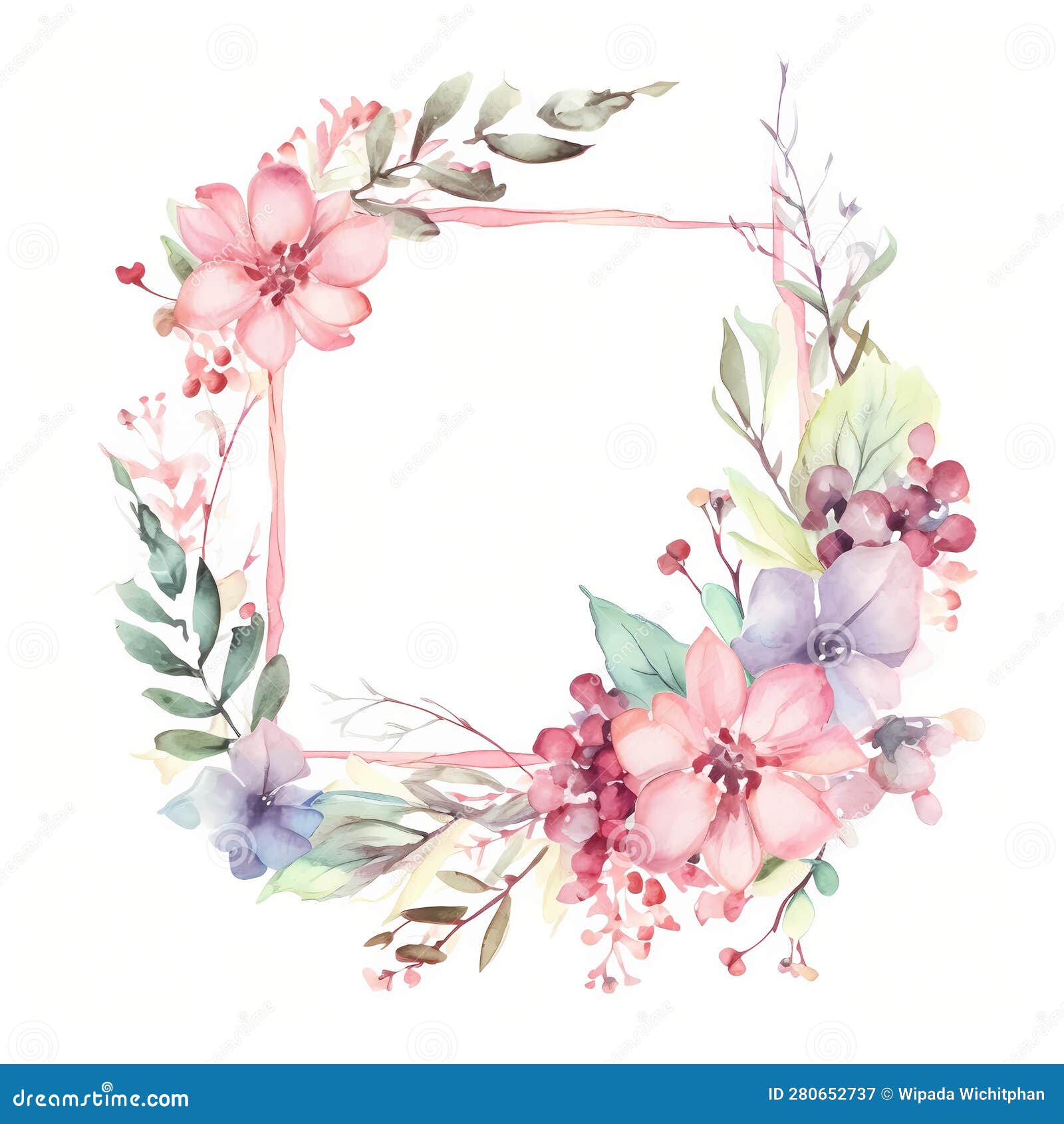 Hydrangea Square Frame, Floral Frame, Floral Border, Watercolor Painted ...