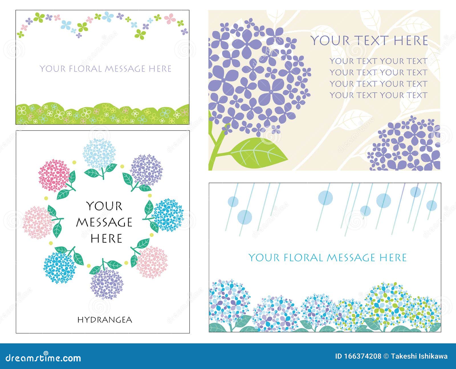 Set Of Hydrangeas Isolated On White Background. Hand Drawn Vect Royalty ...