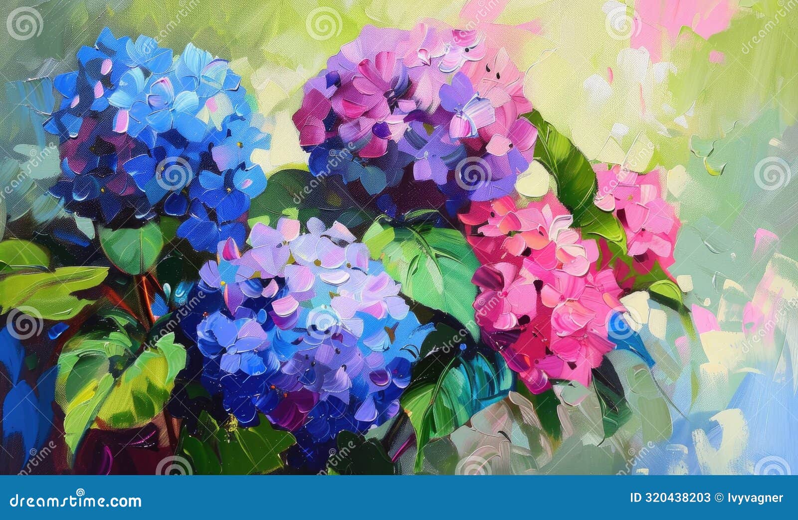 Hydrangeas in Acrylic Painting Style with Paint Texture Stock Image ...