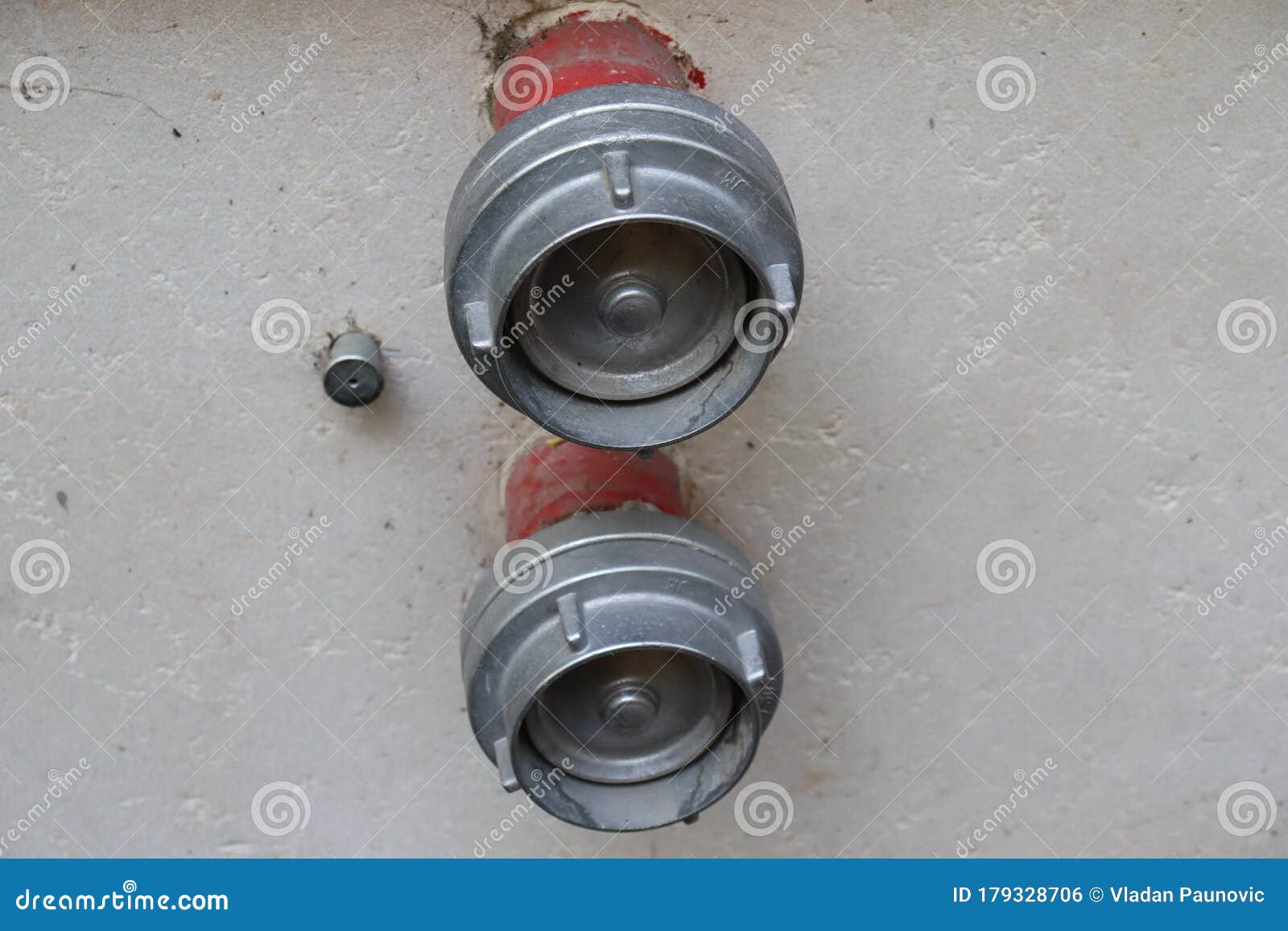 Hydrant Connectors on Building Wall Stock Photo - Image of details ...