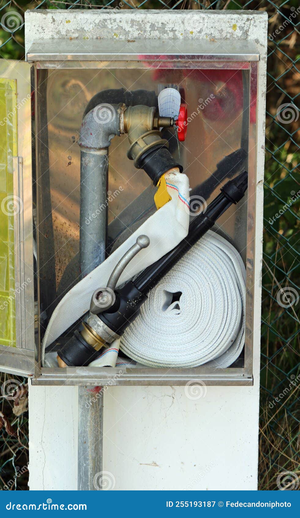 Hydrant with Hose To Put Out Fires Inside the Box Stock Image - Image ...