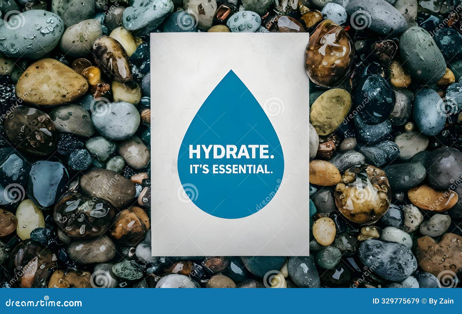 Hydration Awareness Poster with Water Drop Design Ocean Background ...