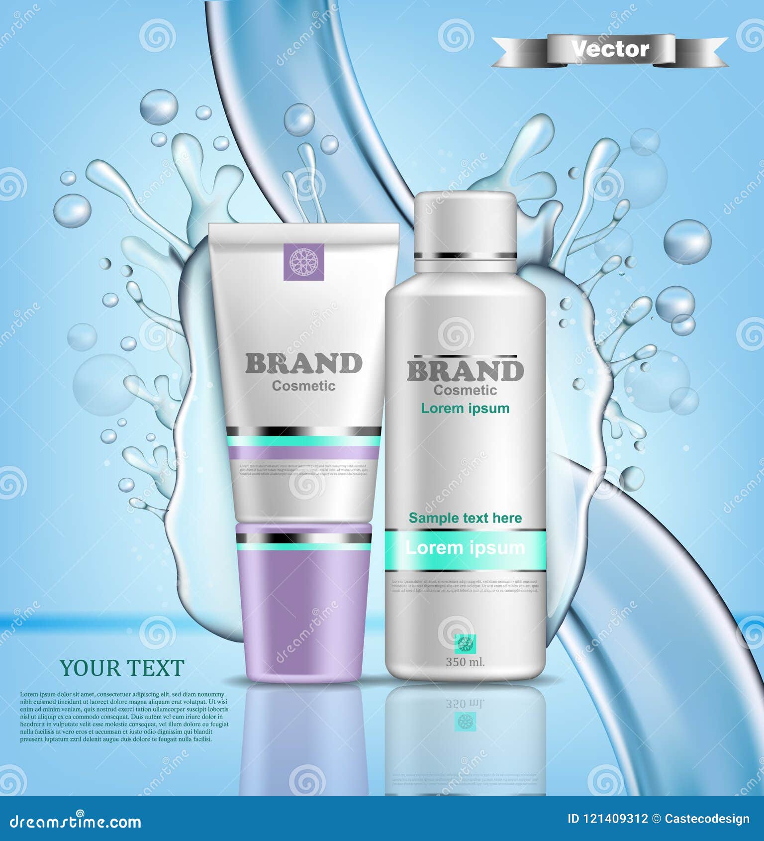 Hydration Water Cosmetic Set Vector Realistic. Product Packaging Mock ...