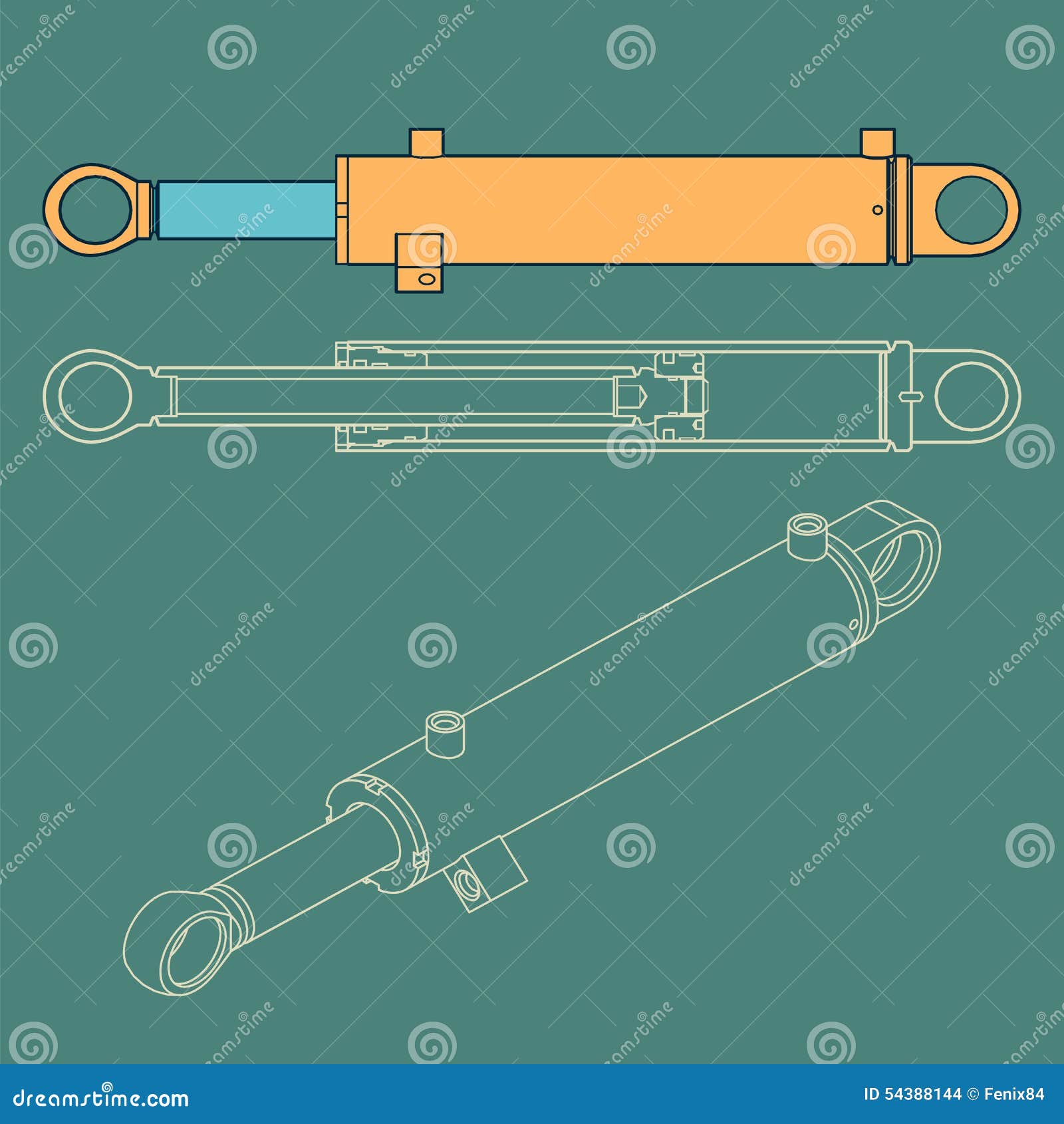 Hydraulic Actuator. Vector Illustration | CartoonDealer.com #54388144