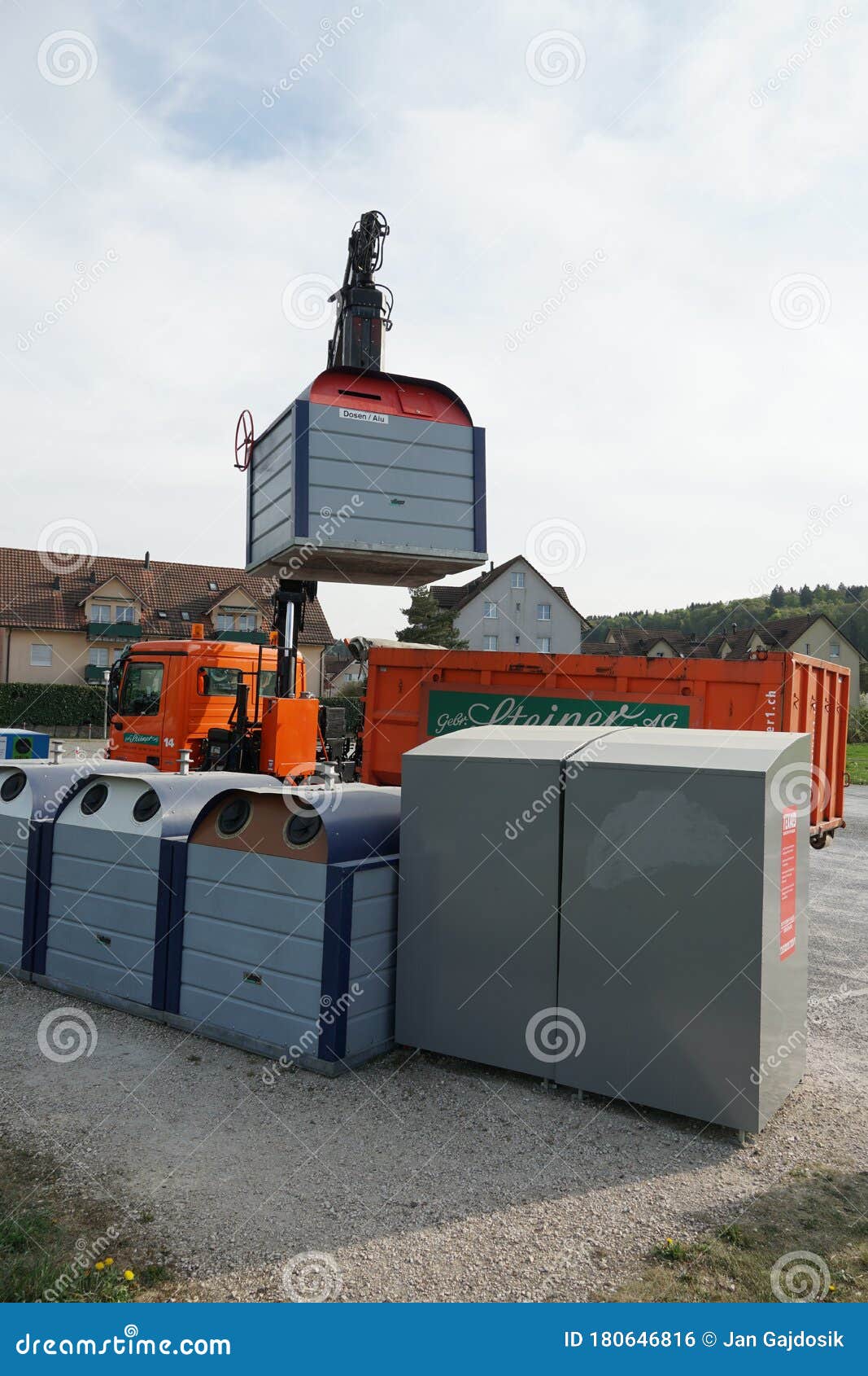 Working Machine Heaving Container for Separated Waste in Order To Empty ...