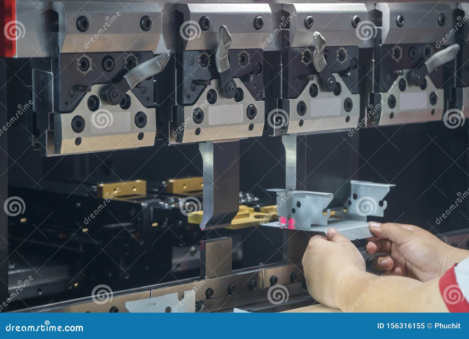 The Hydraulic Bending Machine Operation by Technical Operator. Stock ...
