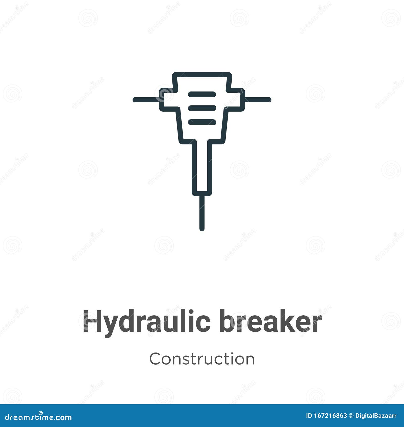 Hydraulic Breaker Outline Vector Icon. Thin Line Black Hydraulic ...