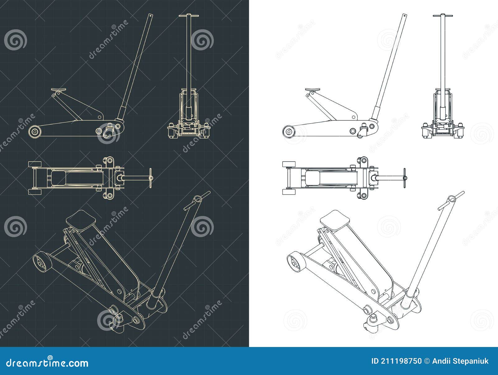 Hydraulic Car Jack Drawings Stock Vector - Illustration of support ...