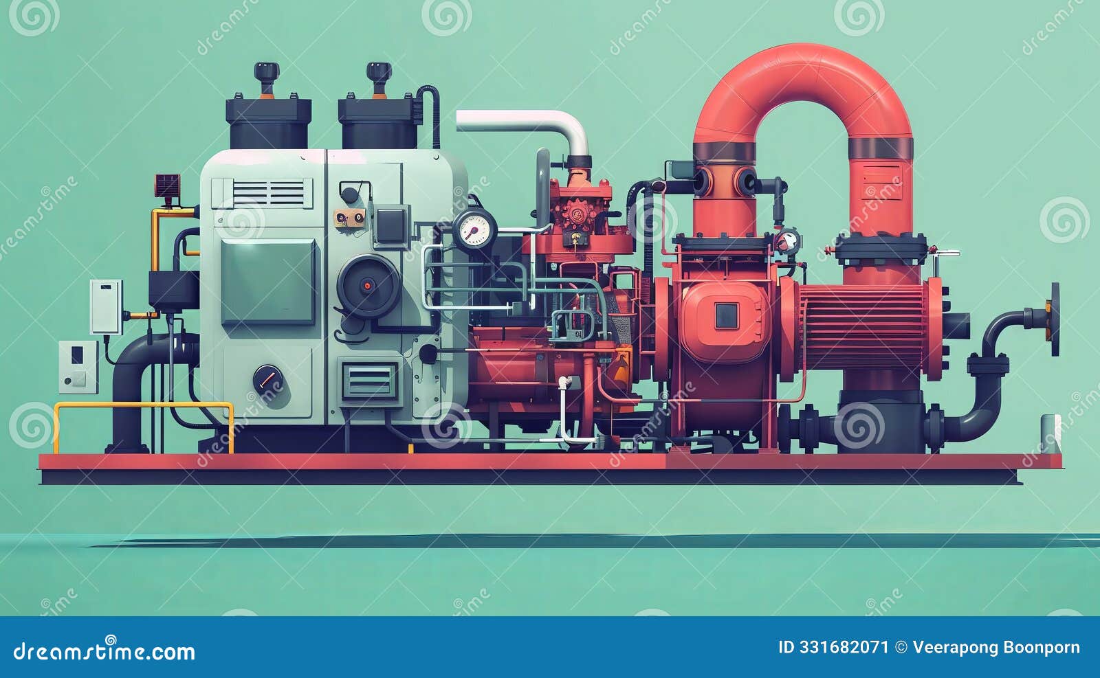 Hydraulic Compressor Mechanism Flat Design Side View Mechanical Theme ...