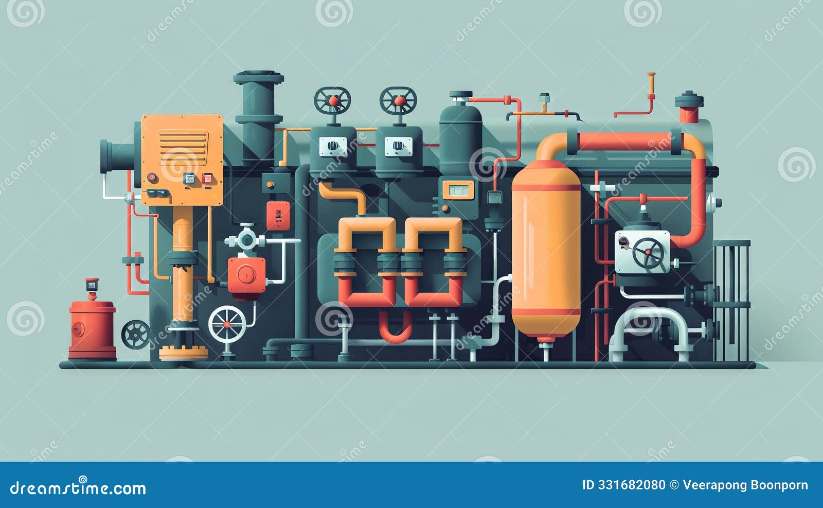 Hydraulic Compressor Mechanism Flat Design Side View Mechanical Theme ...