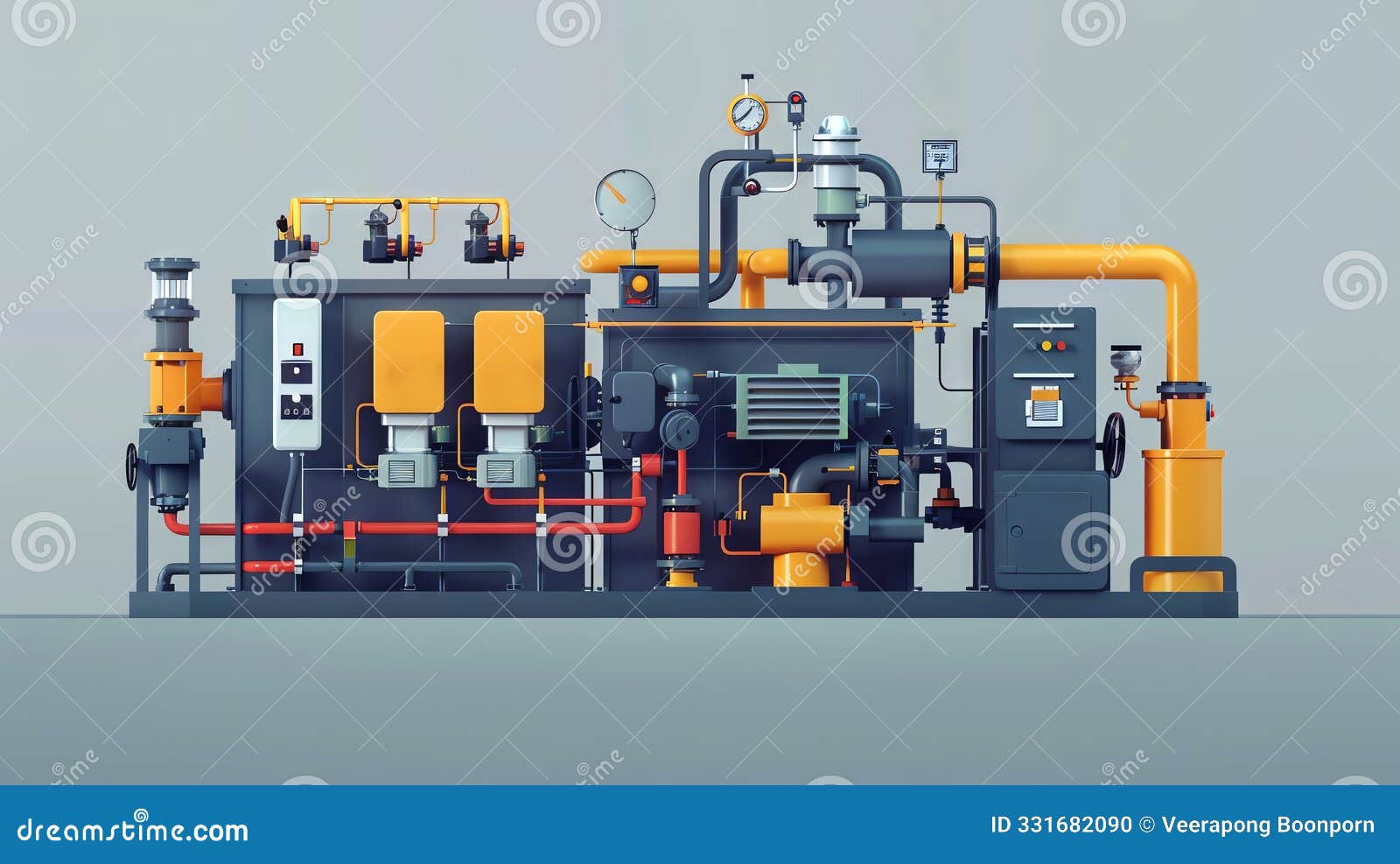 Hydraulic Compressor Mechanism Flat Design Side View Mechanical Theme ...