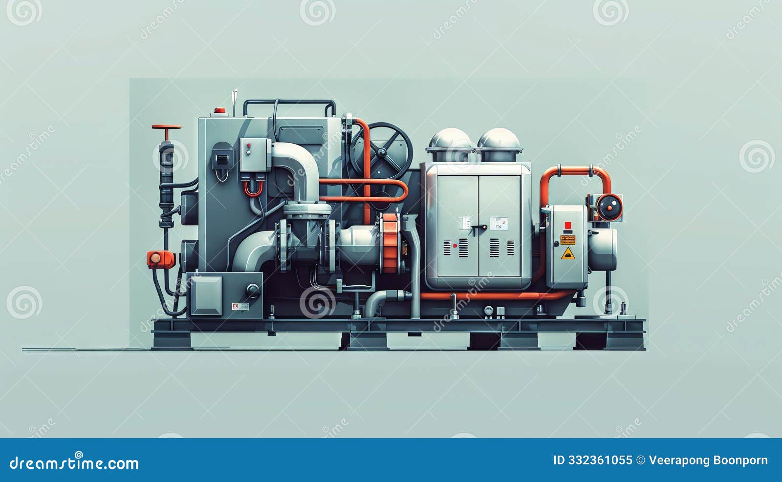 Hydraulic Compressor Mechanism Flat Design Side View Mechanical Theme ...