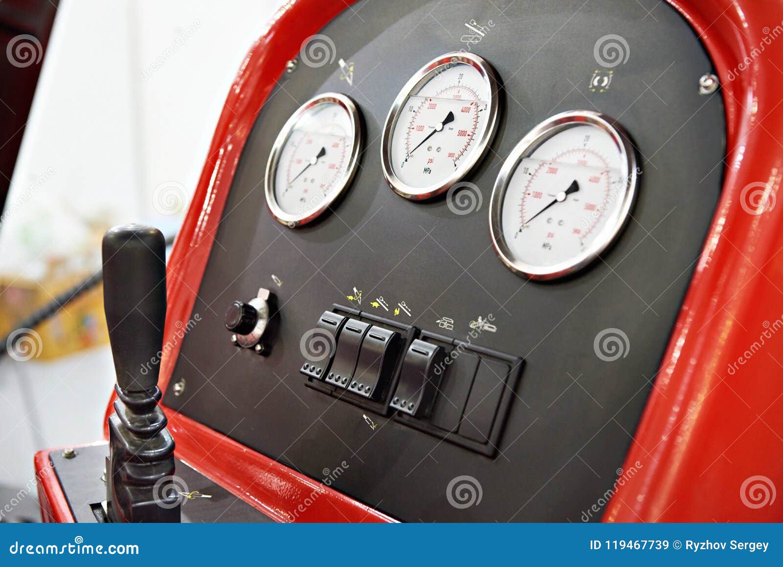 Hydraulic control panel stock image. Image of equipment - 119467739