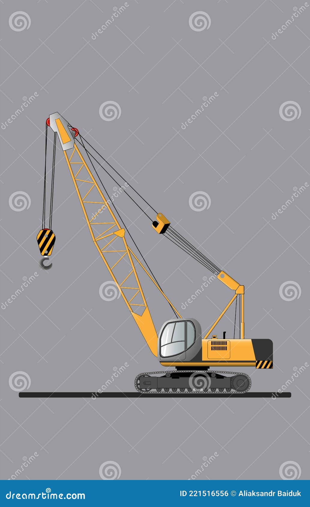 Hydraulic Crawler Self-propelled Crane on a Crawler Track. Vector Stock ...