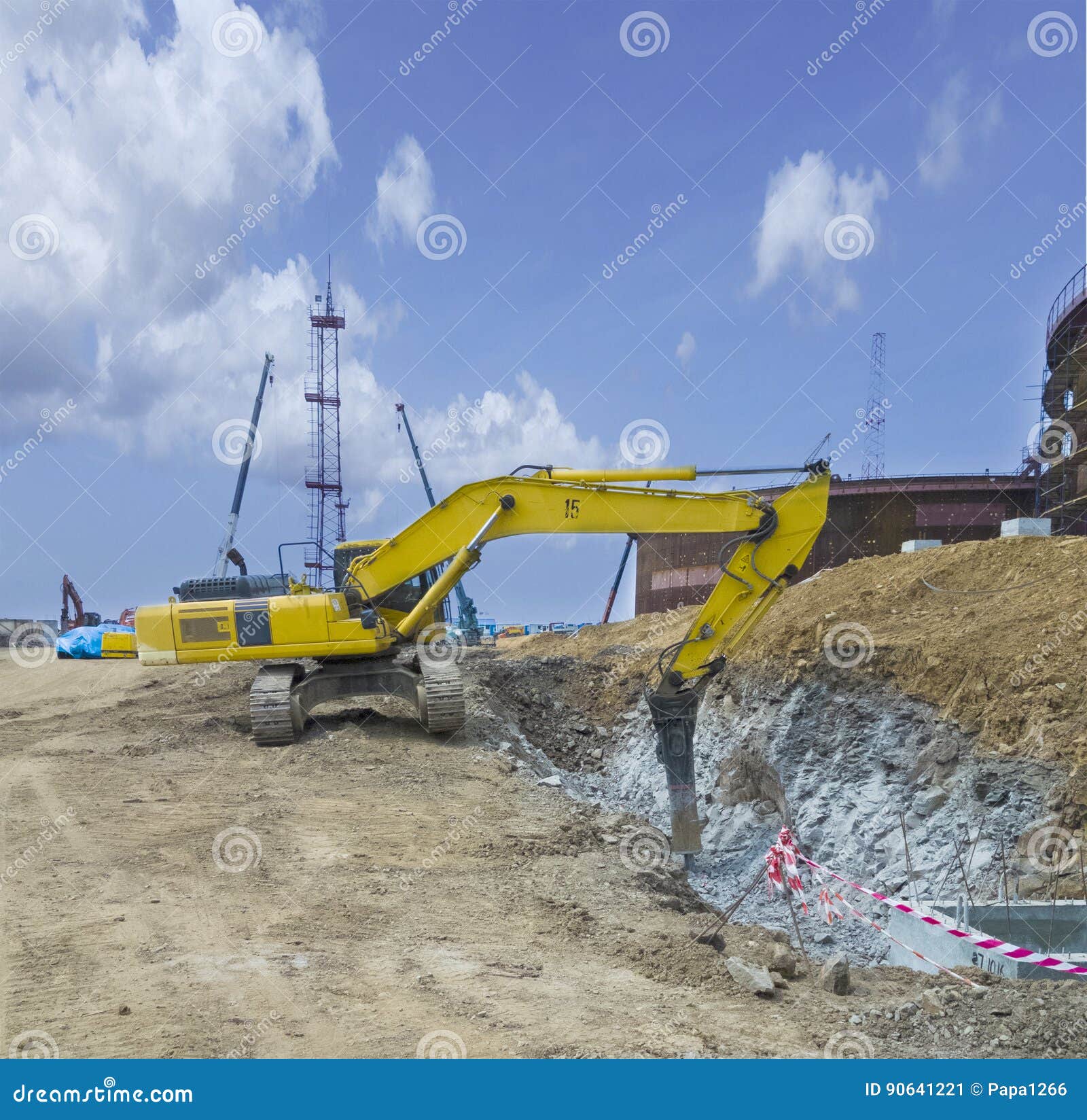 Hydraulic Crusher Excavator Machine Stock Image - Image of construction ...