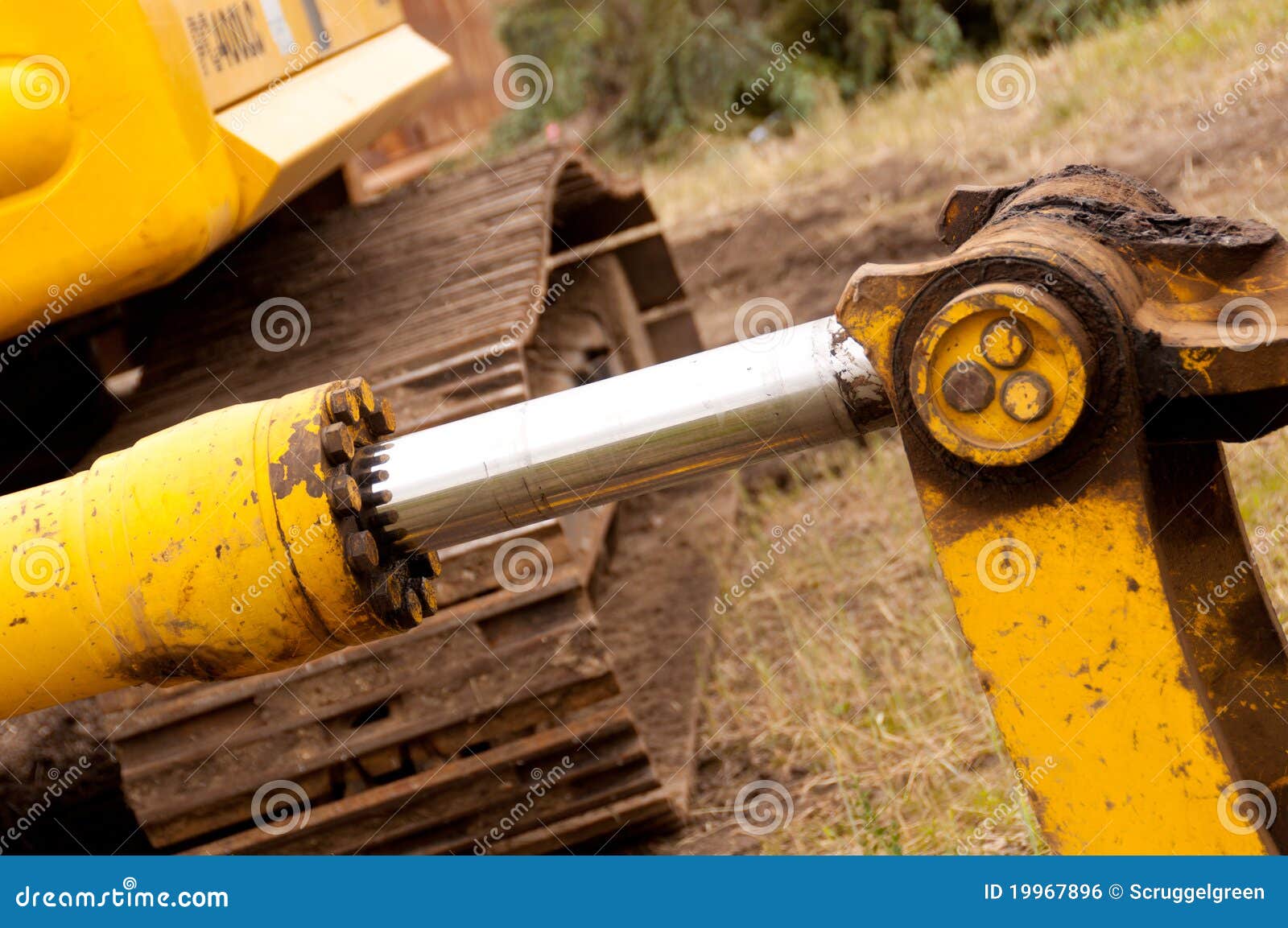 Hydraulic Cylinder For Open-closed Flap Grate Water Of Dam. Stock ...