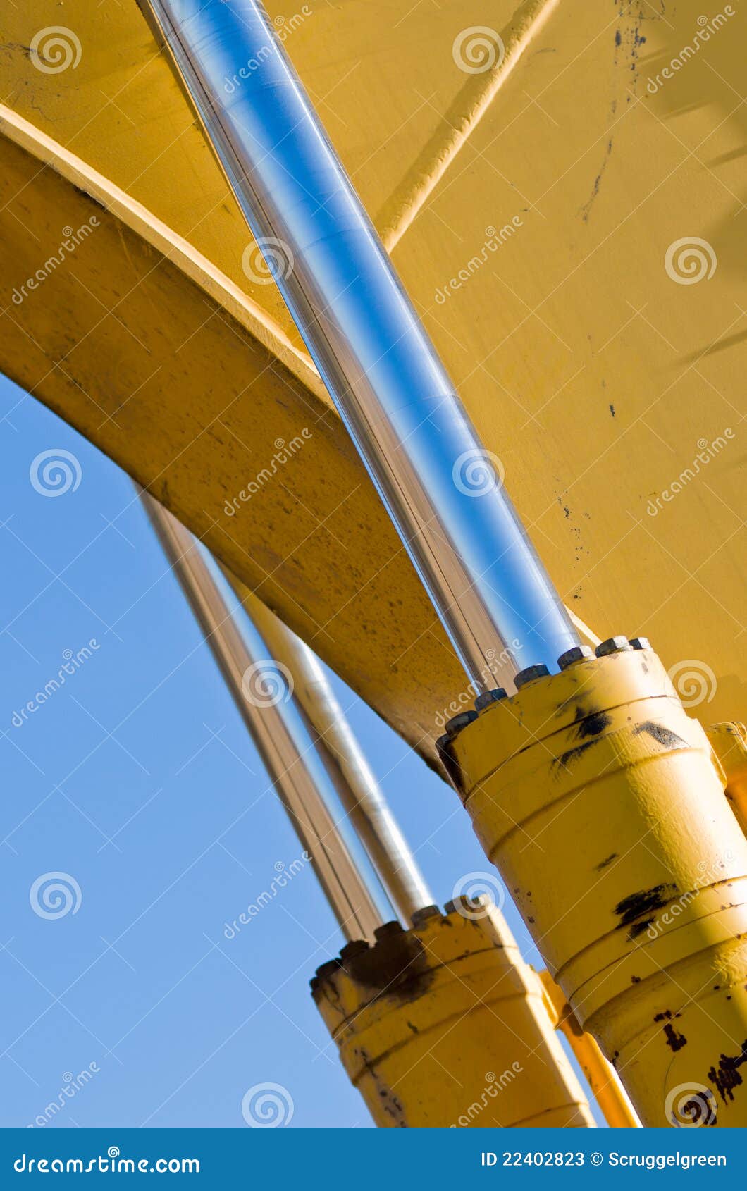 Hydraulic Cylinder For Open-closed Flap Grate Water Of Dam. Stock ...