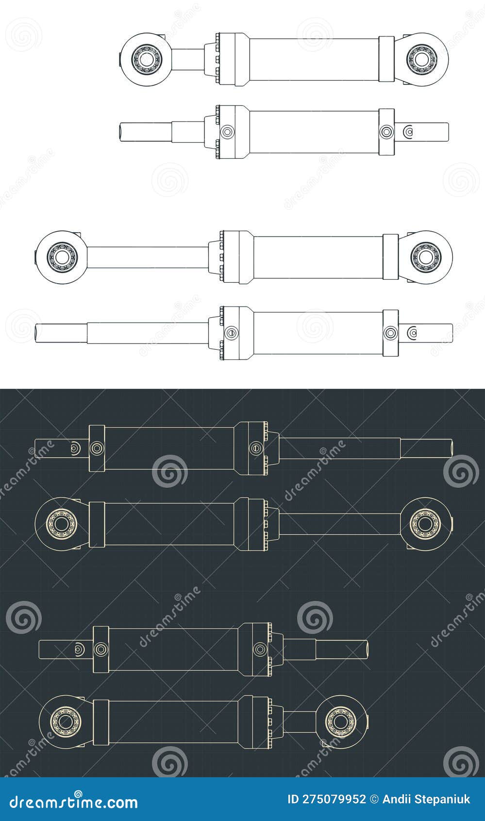 Hydraulic Cylinder Blueprint Stock Vector - Illustration of ...