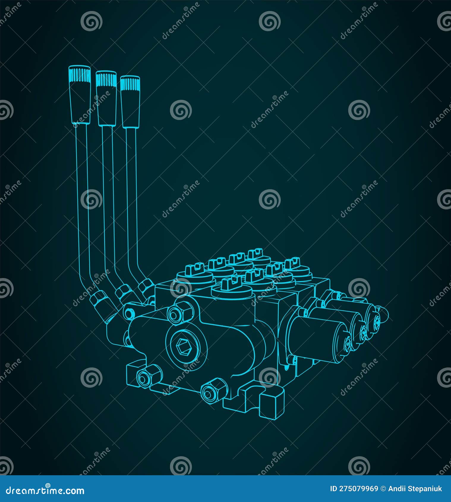 Hydraulic Directional Control Valve Isometric Blueprints Cartoon Vector ...