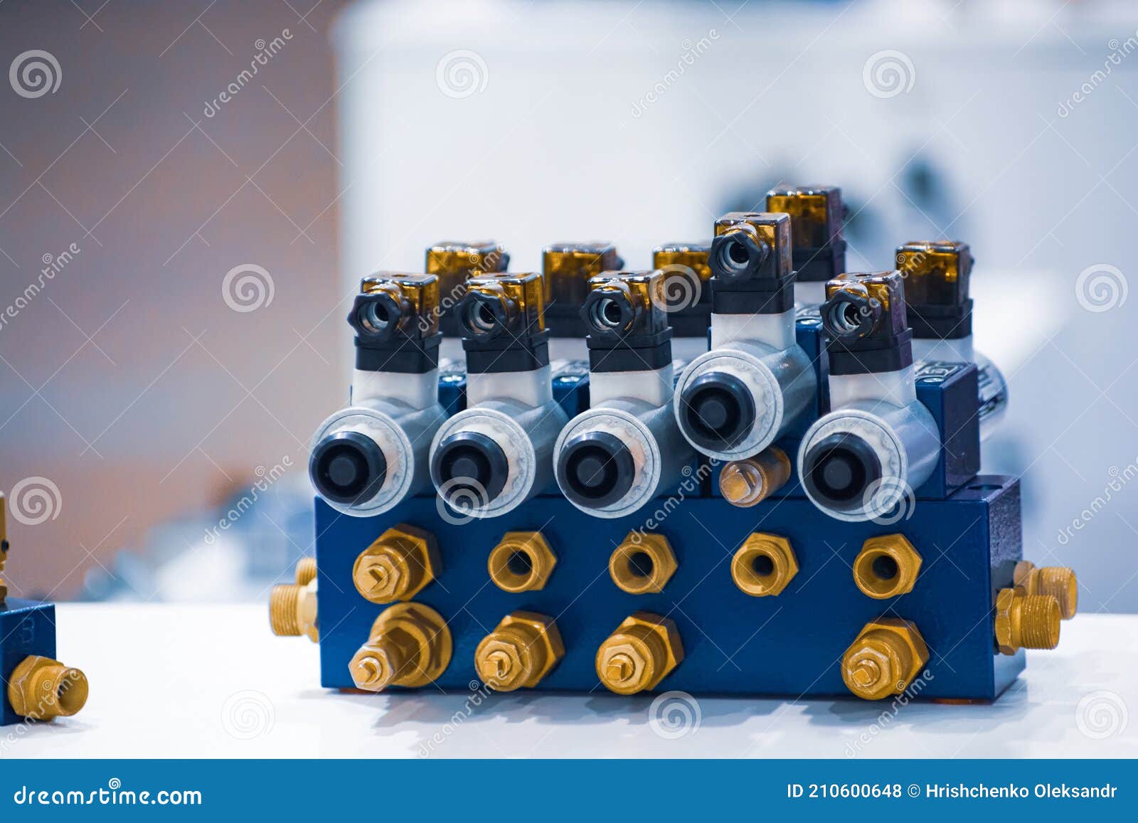 Hydraulic Distributor Device. Solenoid Valves Stock Photo - Image of ...