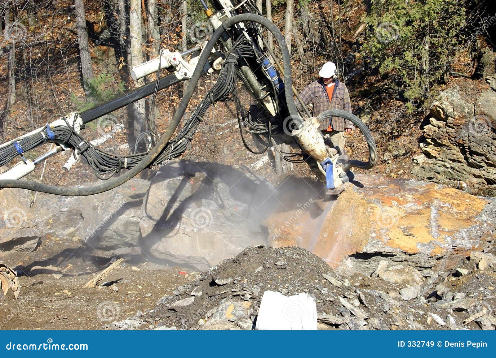 Hydraulic Drill Boring into Rocks Stock Image - Image of industrial ...