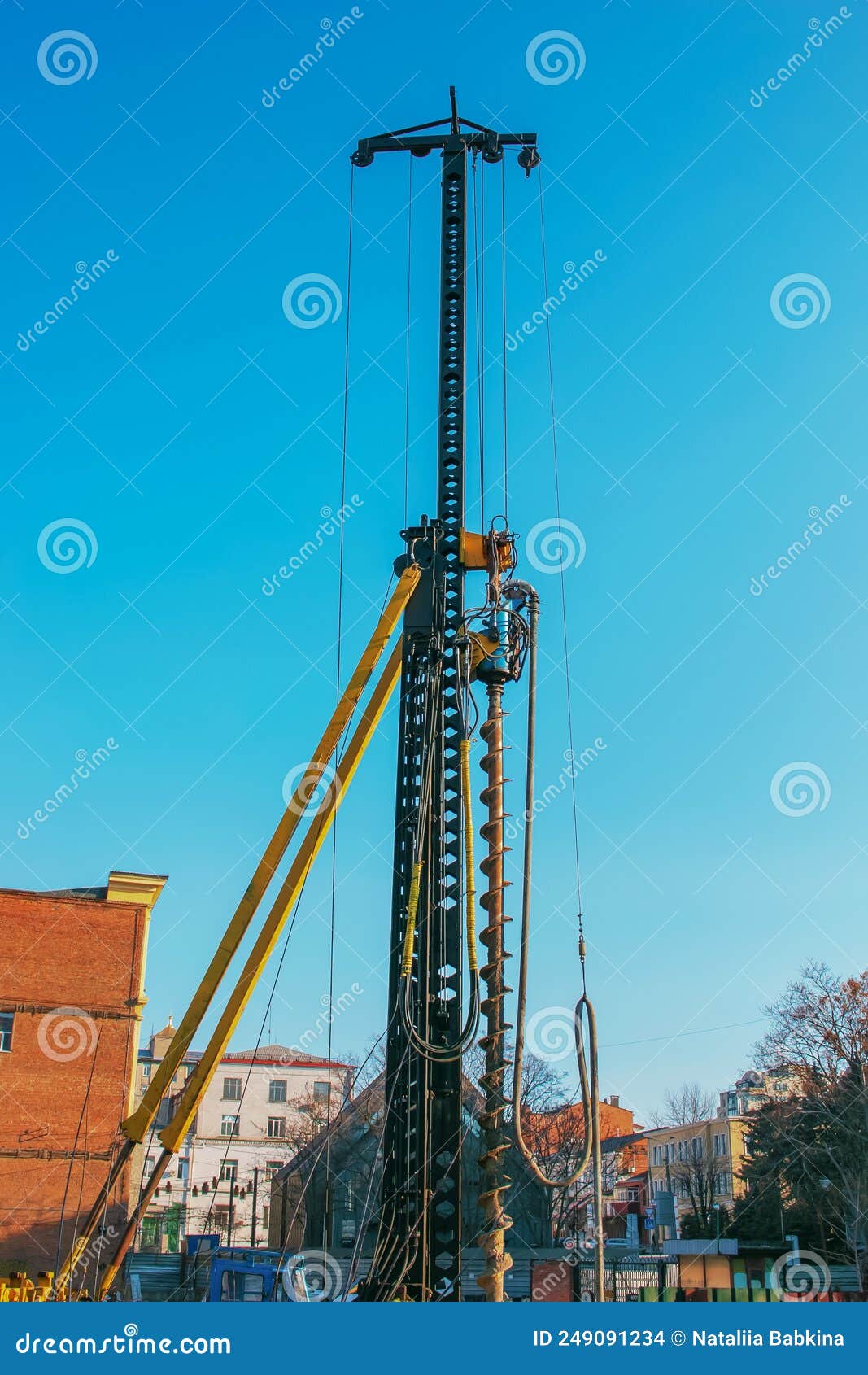 Hydraulic Drilling Rig. Installation of Bored Piles with a Casing ...