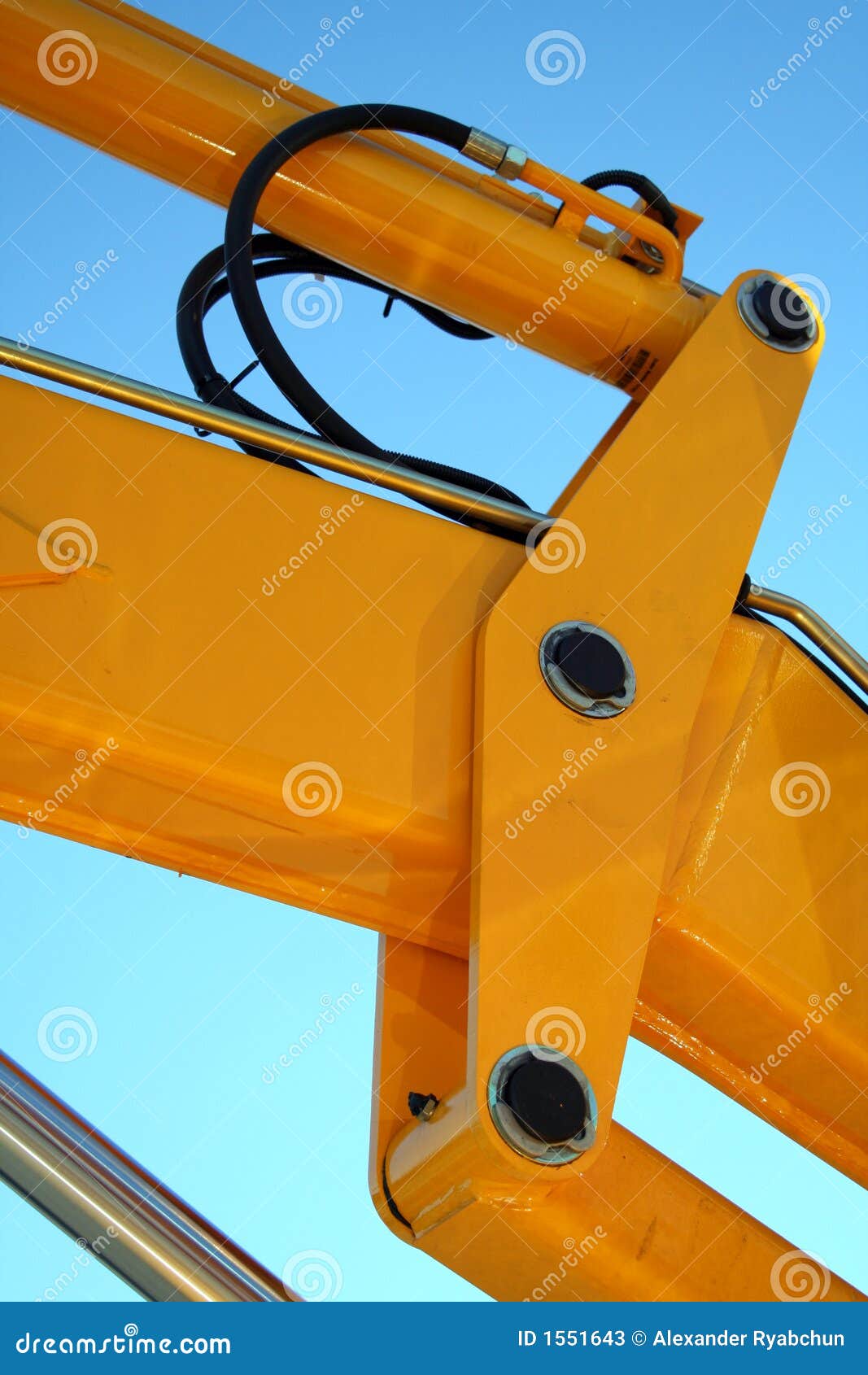 Hydraulic Element of a Yellow Boom of a Tractor Stock Image - Image of ...