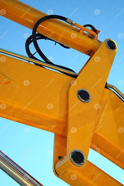 Hydraulic Element of a Yellow Boom of a Tractor Stock Image - Image of ...