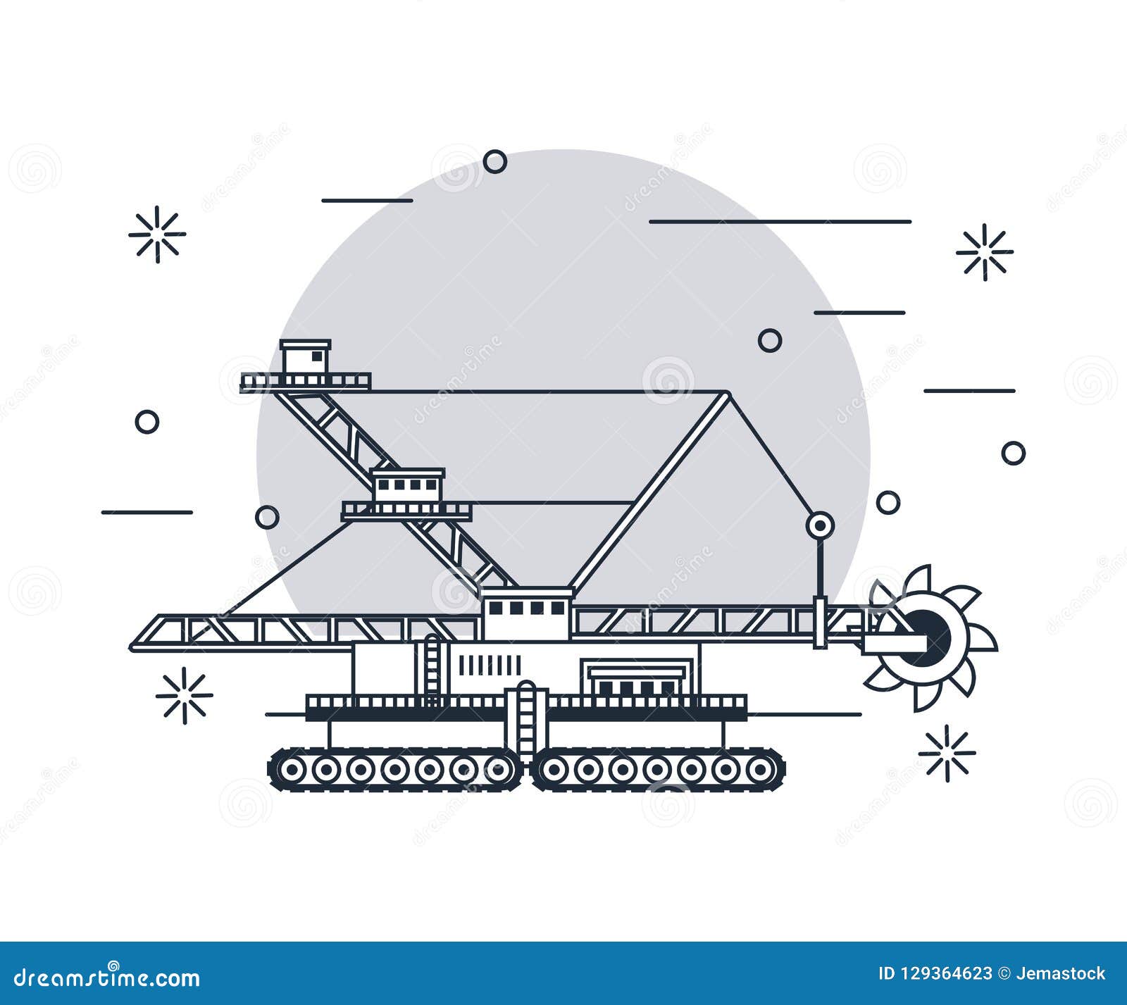 Excavator Machinery Operating Outdoors, Digging Soil Under The ...