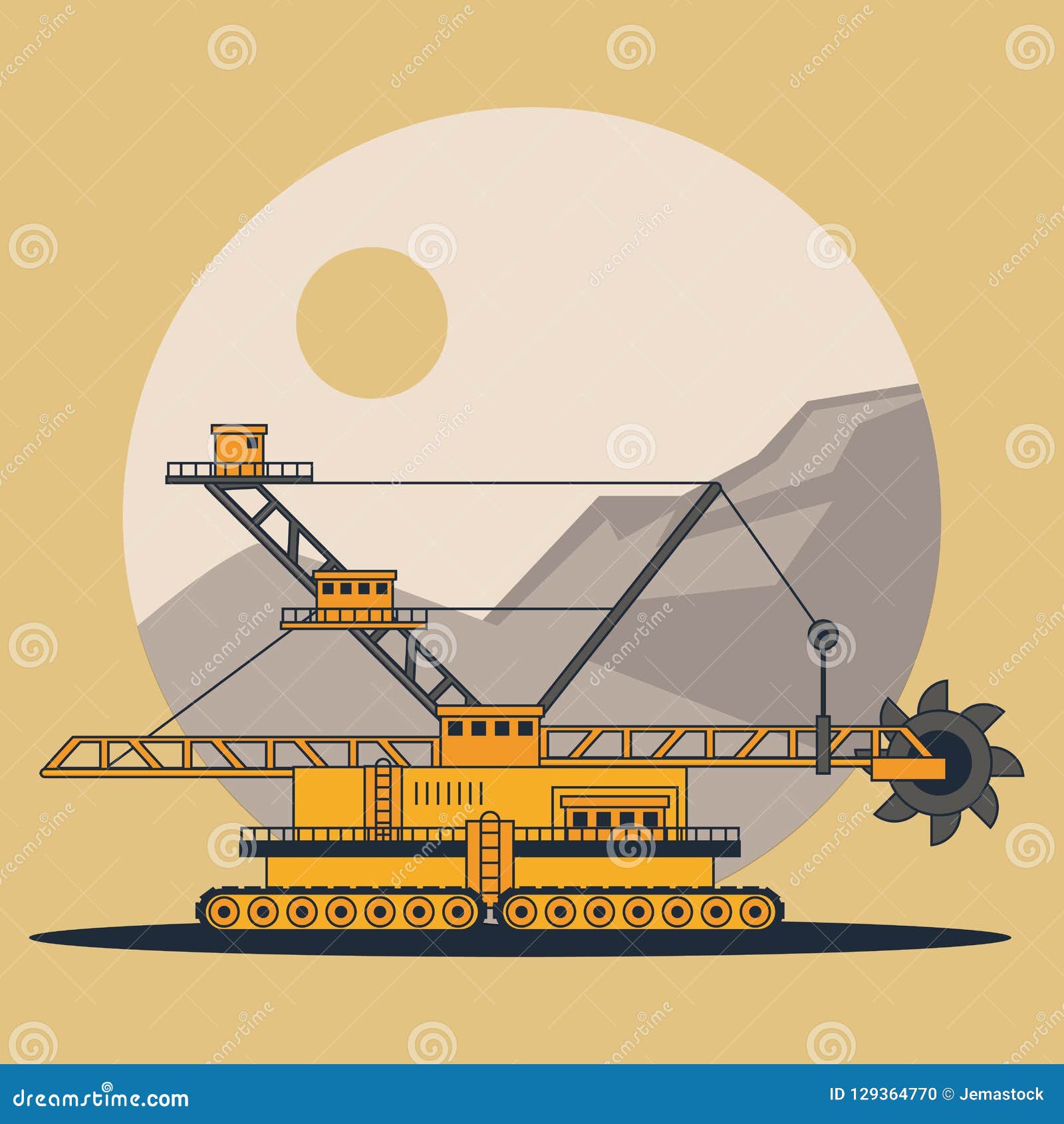 Hydraulic Excavator Machinery Stock Vector - Illustration of mining ...