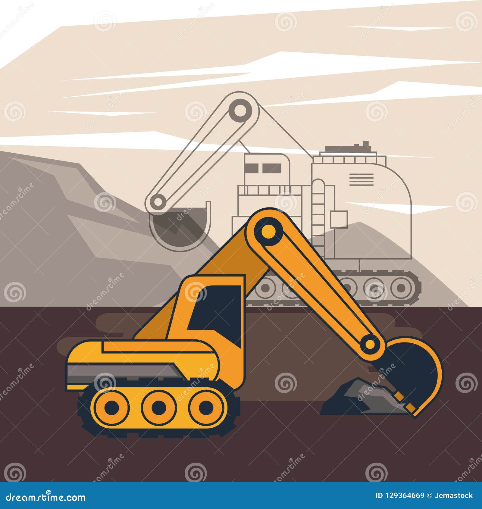 Hydraulic Excavator Vehicle Stock Vector - Illustration of opencast ...