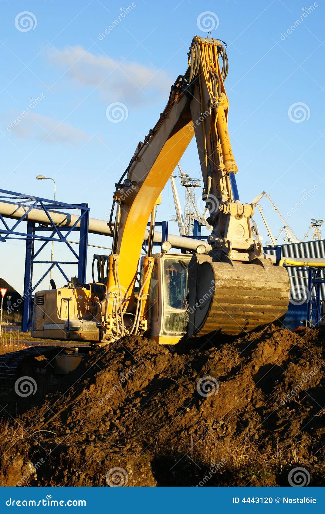 Hydraulic Excavator at Work. Stock Photo - Image of industry, lifted ...