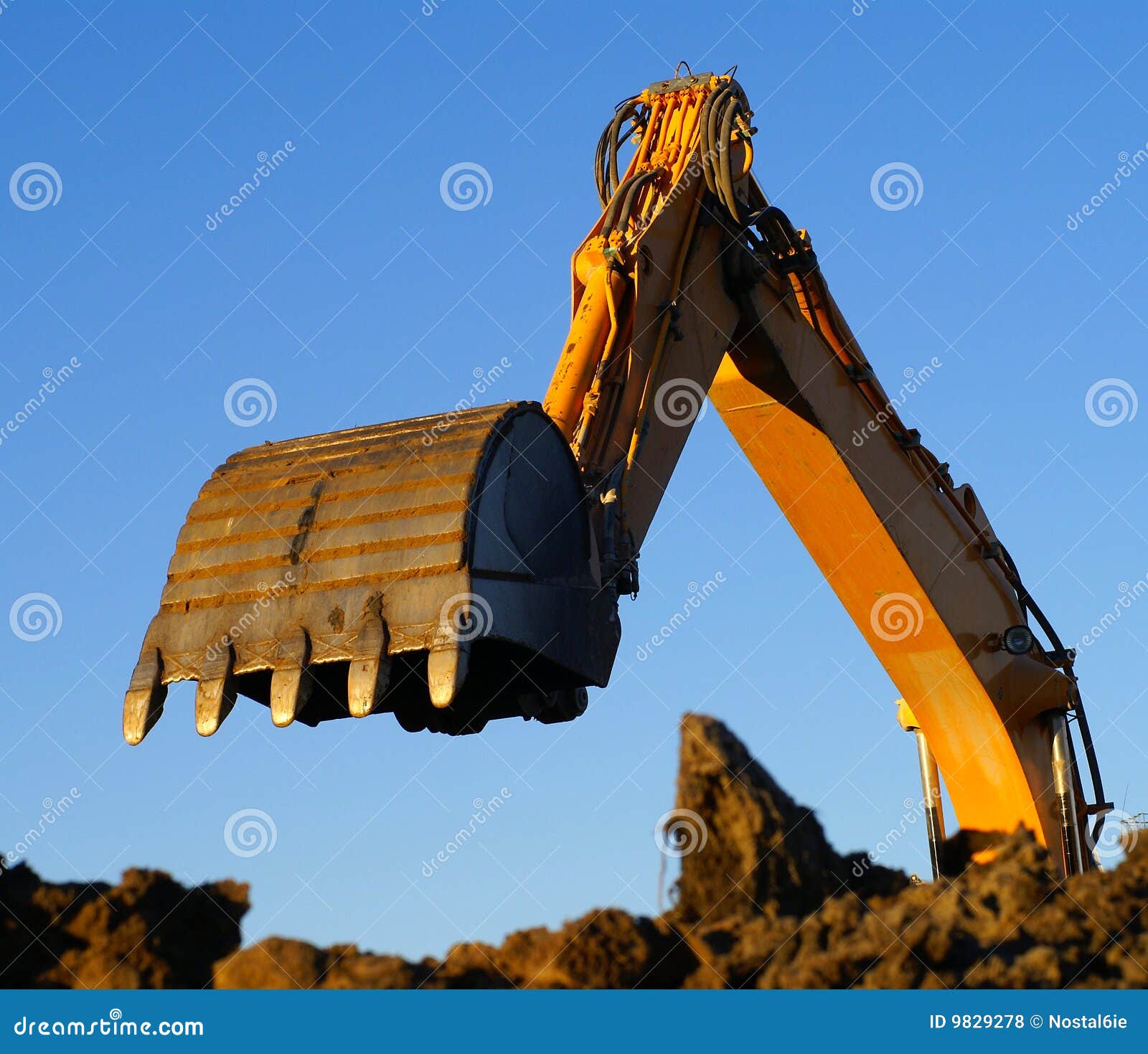 Hydraulic Excavator at Work Stock Photo - Image of machine, sand: 9829278