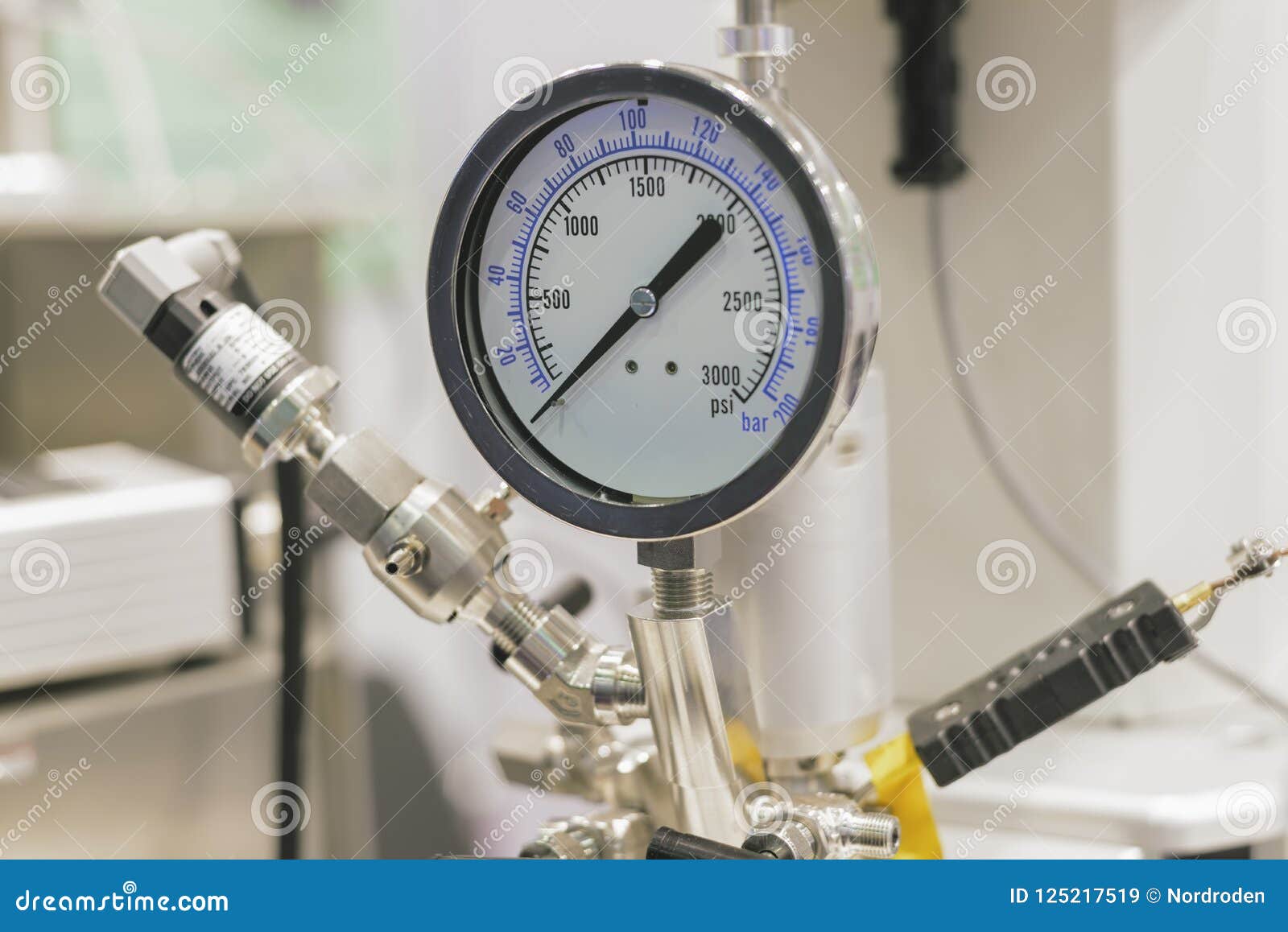 Hydraulic Fluid Pressure Indicator, Arrow Indicates Zero. Stock Image ...