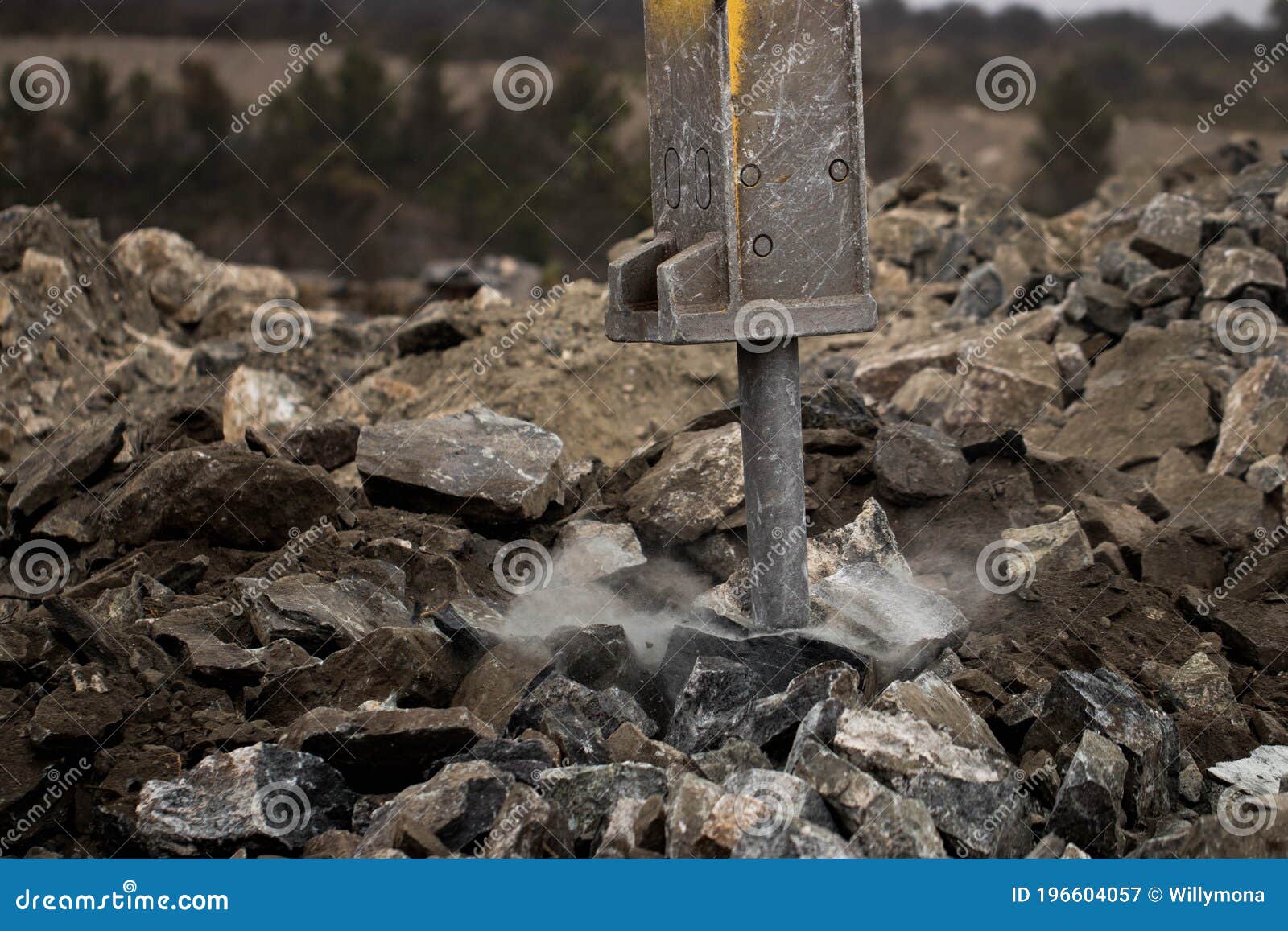 Hydraulic Hammer Breaking Stones Stock Image - Image of labor, dust ...