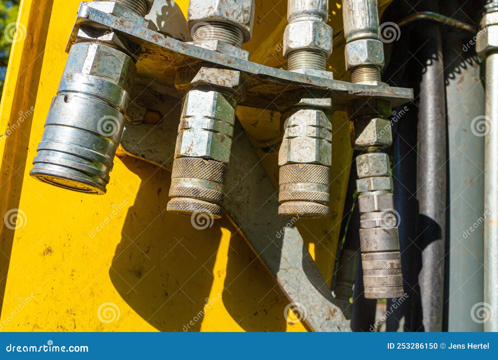Hydraulic hoses adapters stock photo. Image of component - 253286150