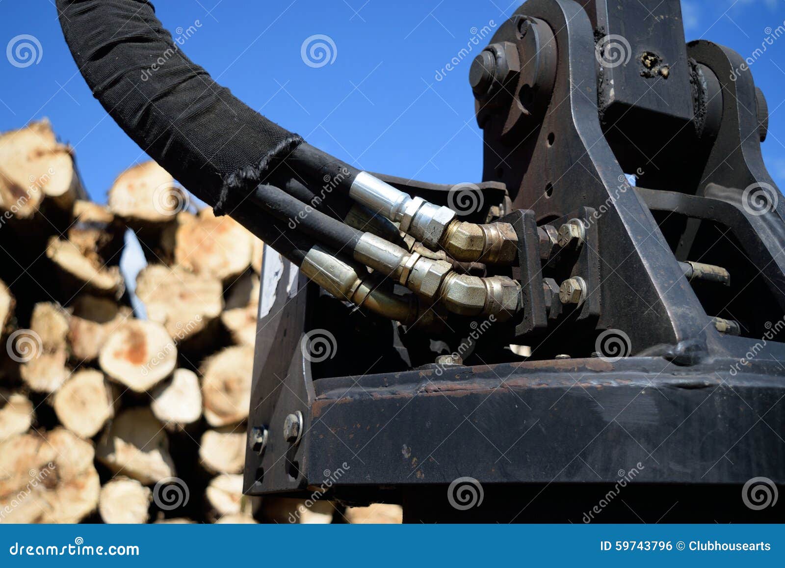 Hydraulic Hoses on Log Loader Stock Photo - Image of hydraulic, force ...