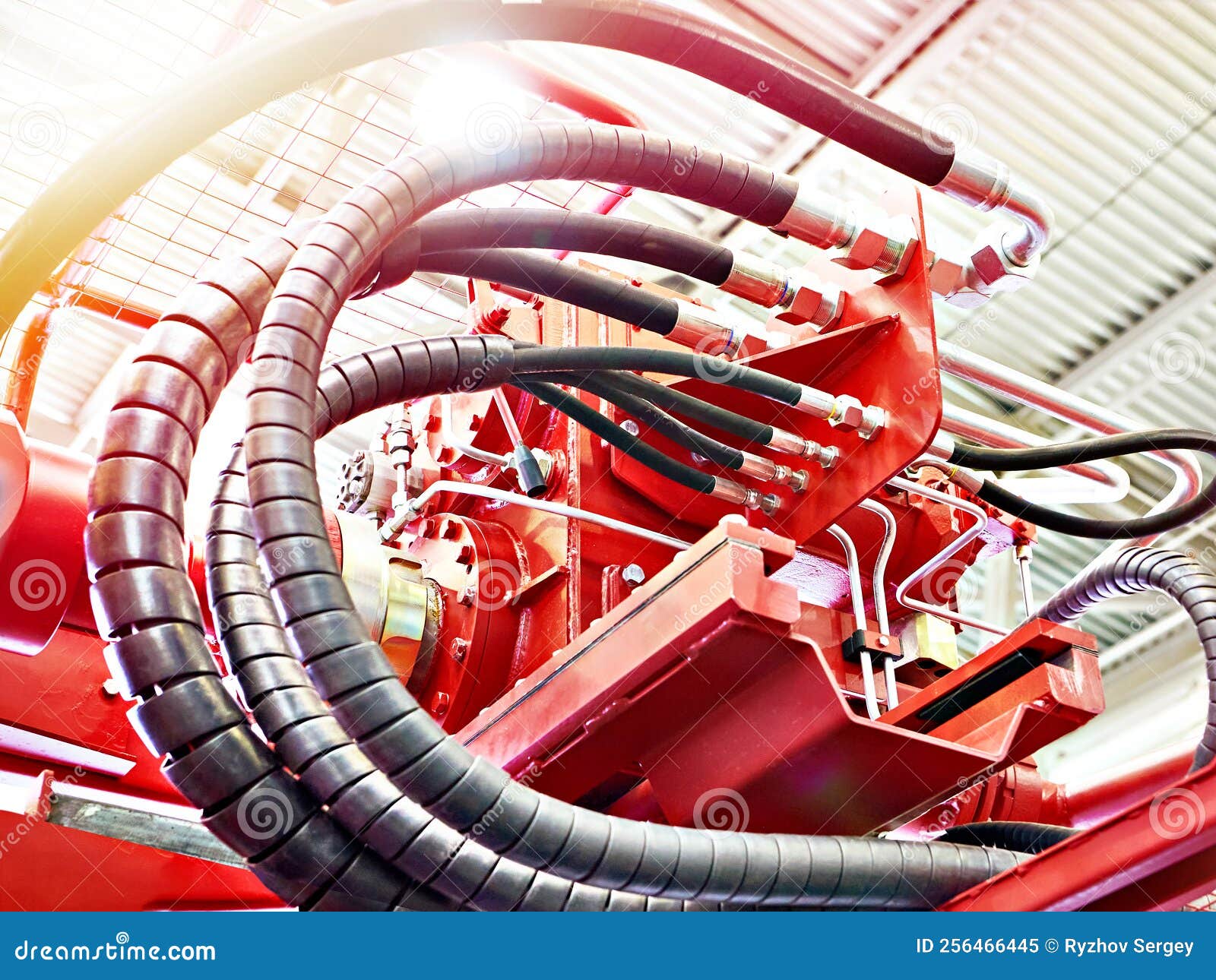 Hydraulic Hoses on Mining Industrial Machine Stock Image - Image of ...