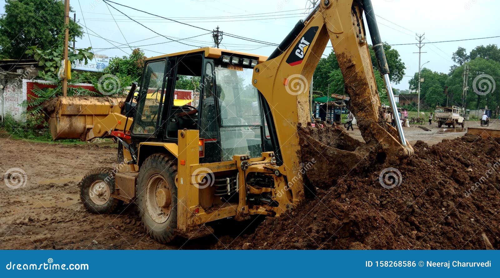 Hydraulic Machine Digging Soil for Road Construction Work Editorial ...
