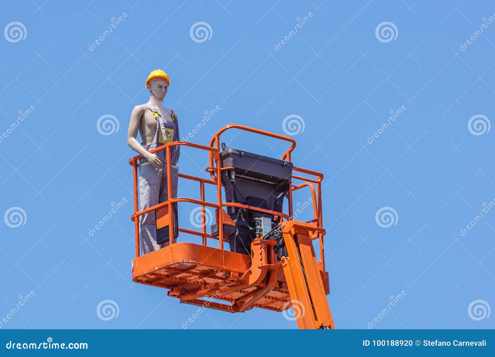 Hydraulic Mobile Construction Platform Elevated Towards a Blue Sky with ...