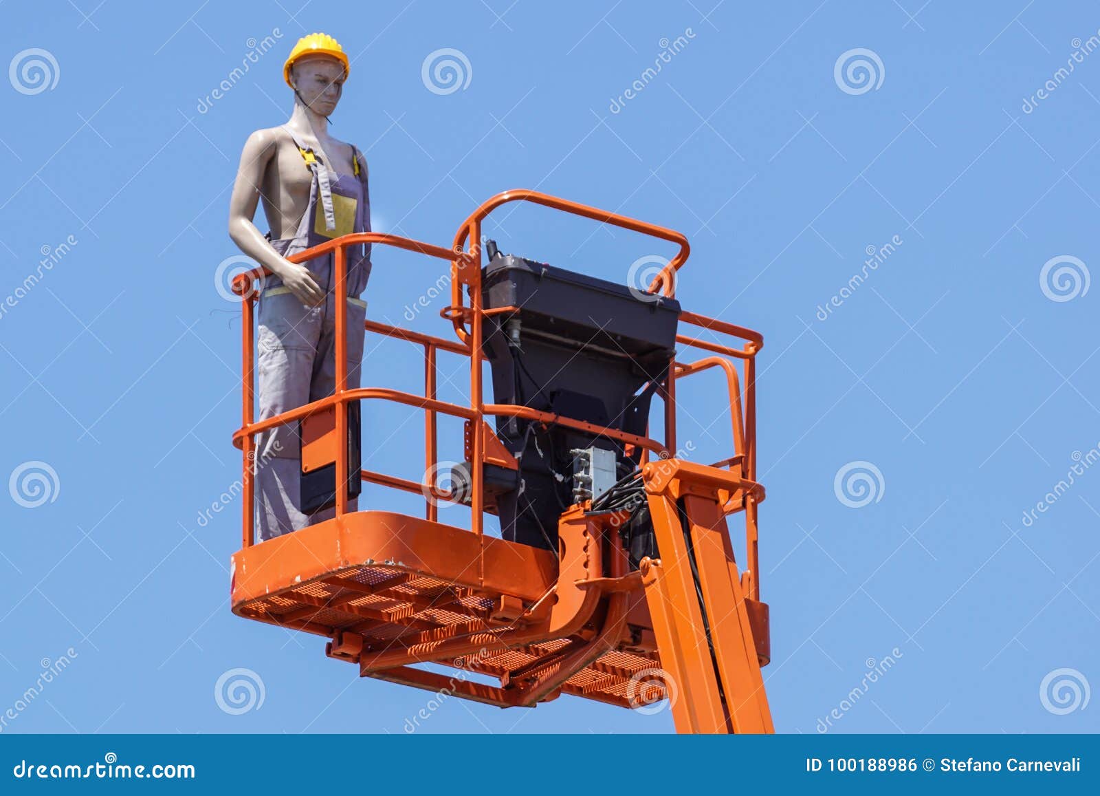 Hydraulic Mobile Construction Platform Elevated Towards a Blue Sky with ...