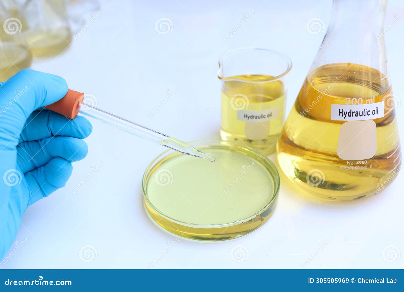 Hydraulic Oil in Container, Science Experiment Concept Stock Image ...