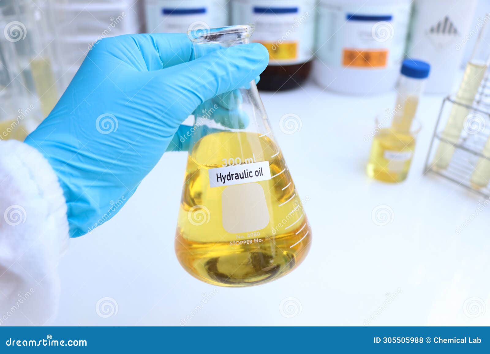 Hydraulic Oil in Container, Science Experiment Concept Stock Photo ...