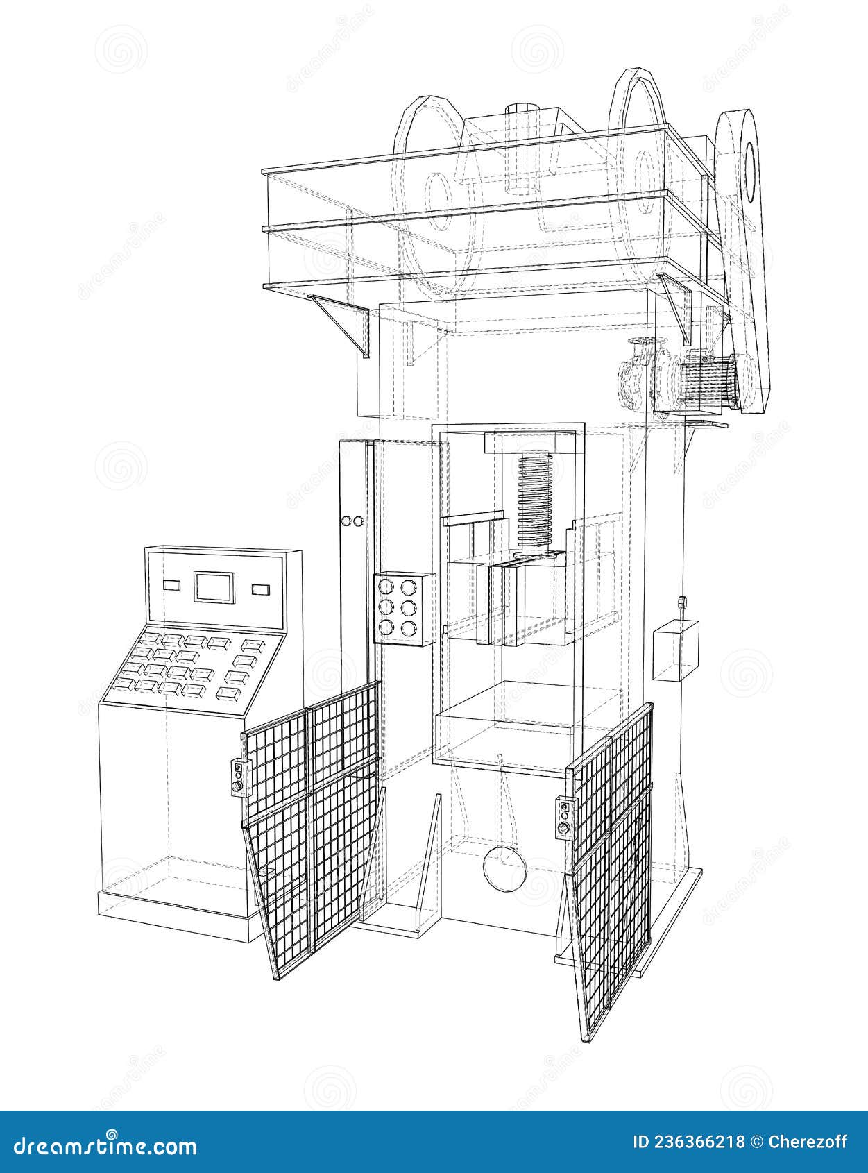 Hydraulic Press. 3d Illustration Stock Illustration - Illustration of ...