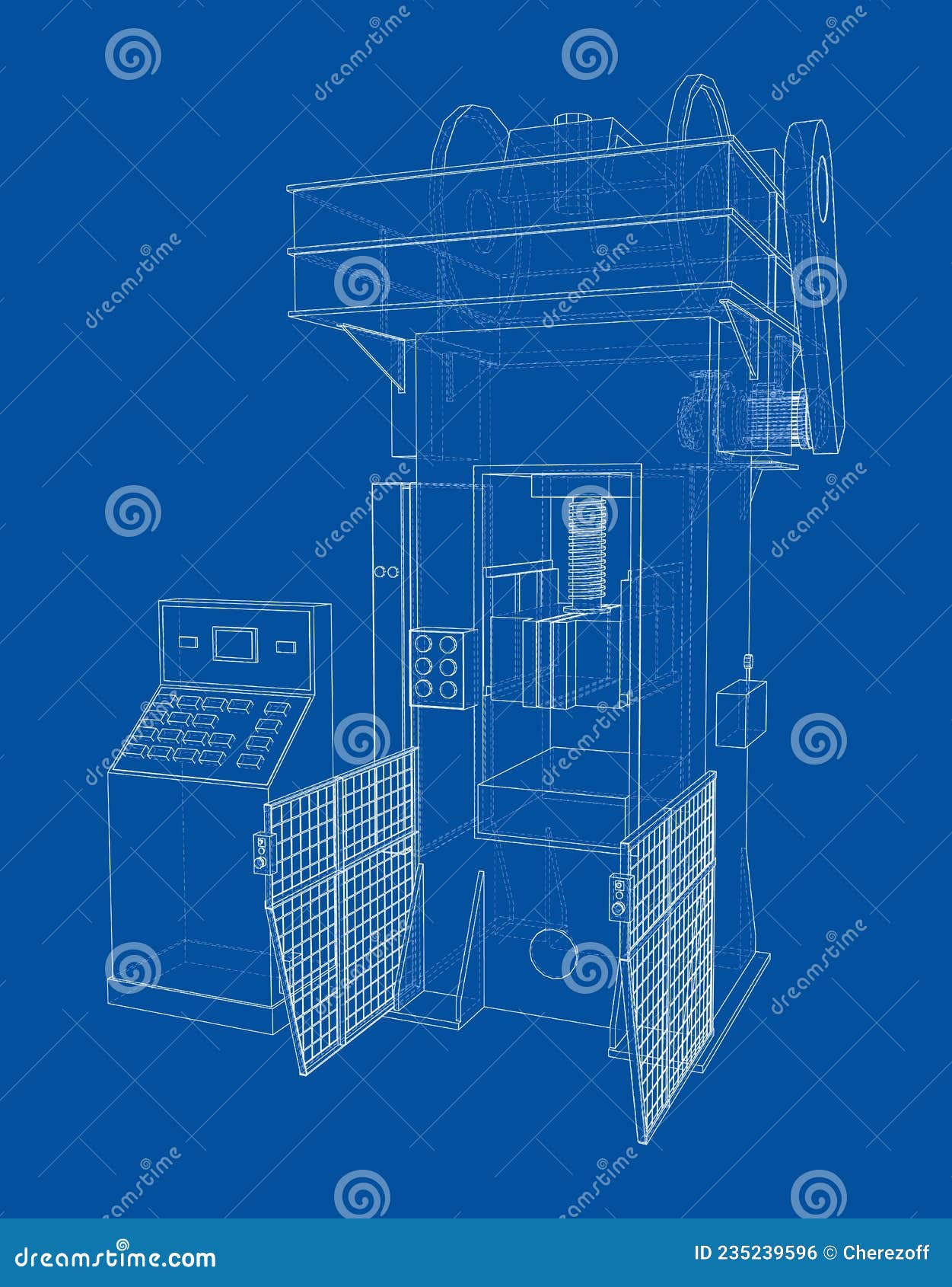 Hydraulic Press. 3d Illustration Stock Illustration - Illustration of ...