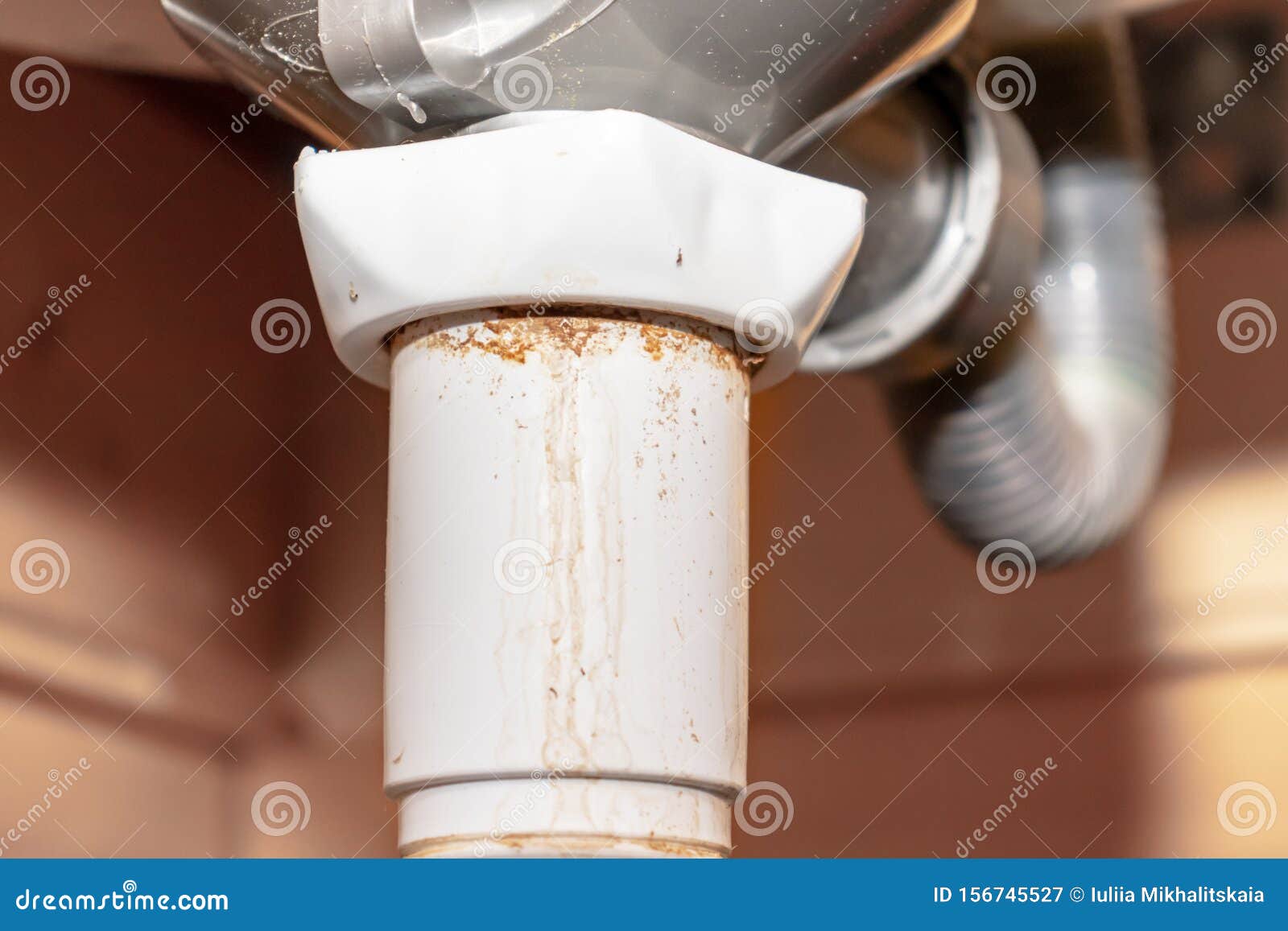 Hydraulic Siphon Pipes And Water Drain Under The Kitchen Sink Stock ...