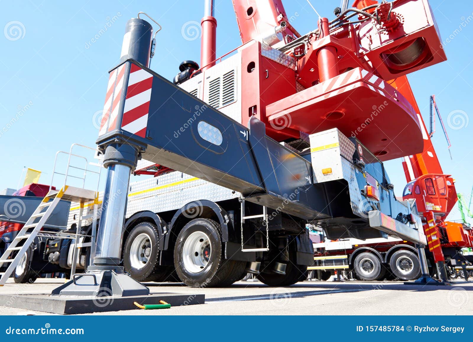 Hydraulic Support of Auto Crane Stock Photo - Image of safety ...