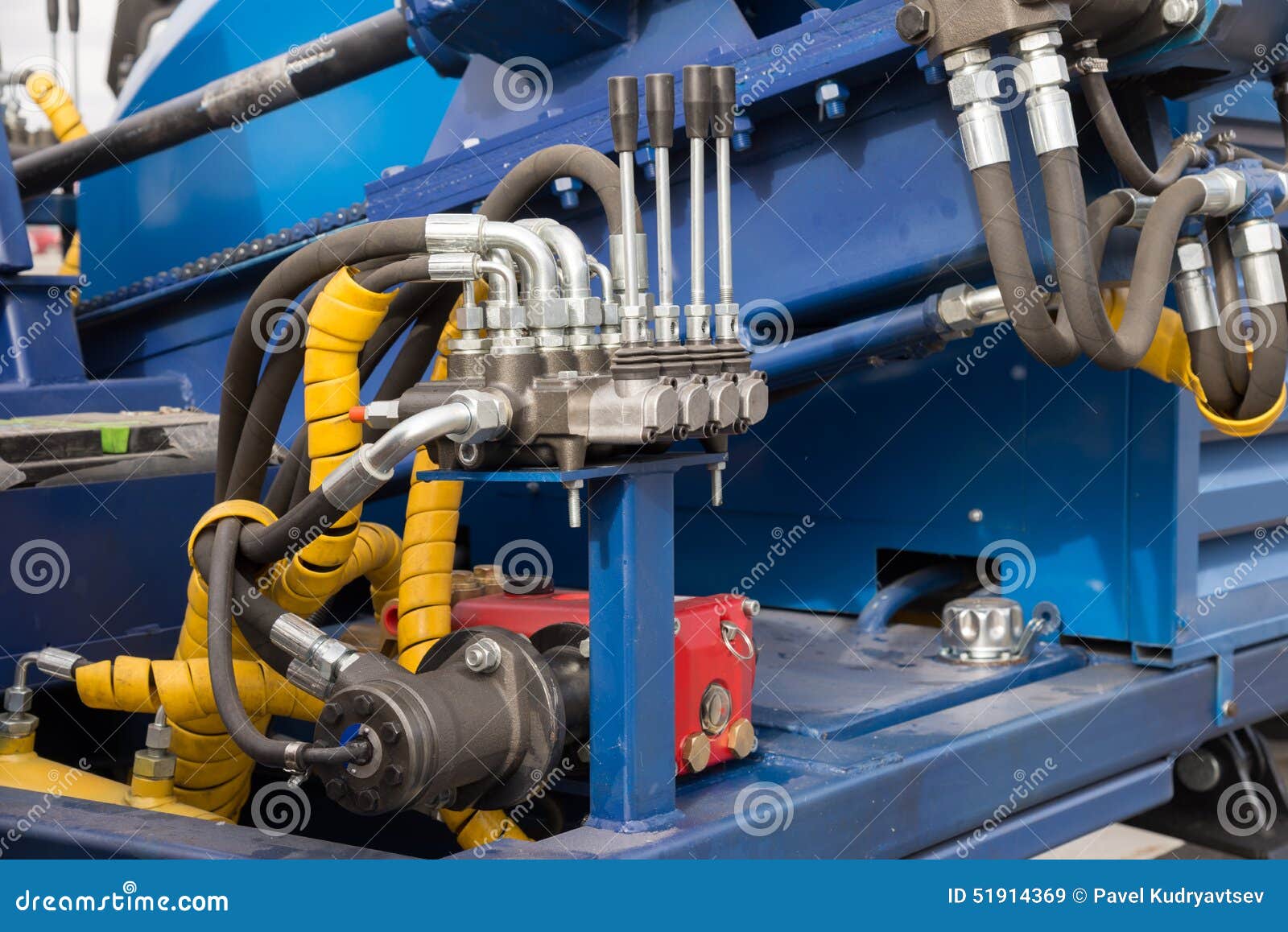Hydraulic Tubes, Fittings and Levers on Control Panel Stock Image ...